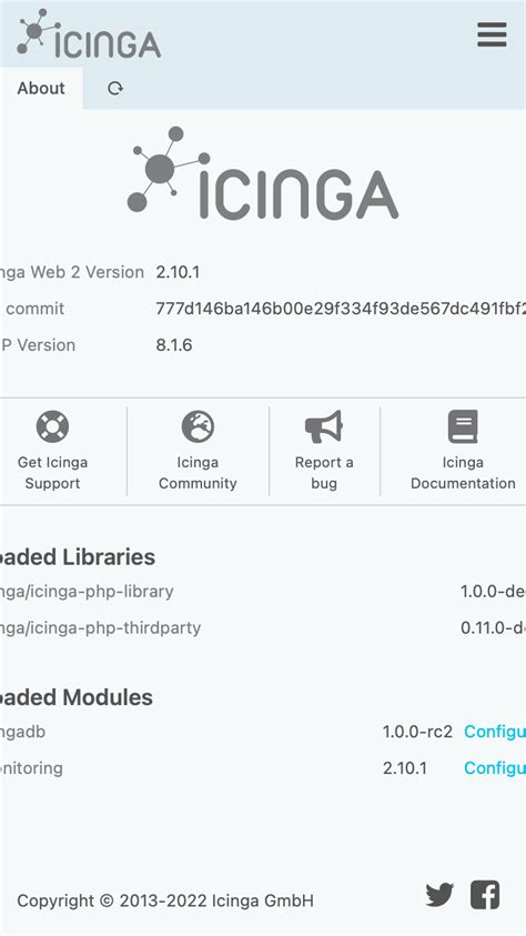 optimize about page for mobile · issue 4807 · icinga icingaweb2 · github