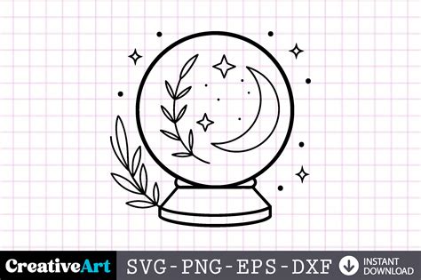 Crystal Ball SVG Moon Flowers SVG Graphic By Creative Art Creative Fabrica