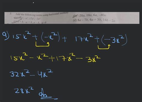2 Add The Following Terms Using Horizontal Methodb −20a10a6a−40a