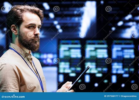 It Programmer Upgrades Server Firewalls Stock Image Image Of Adept Engineer 297568177