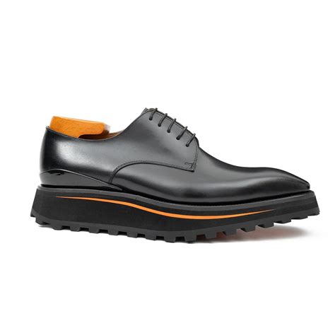 Mens Black Calfskin Leather Plain Toe Derby Shoes Formal Dress Shoes