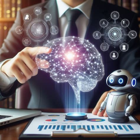 Businessman Touching The Brain Working Of Artificial Intelligence Ai Automation Predictive