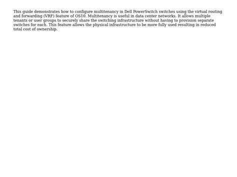 implementation guide introduction multitenancy using vrf with dell
