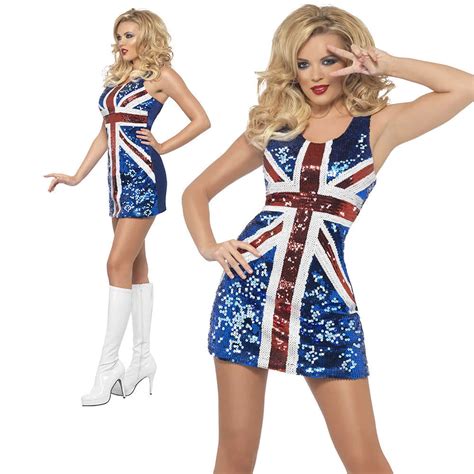 Ginger Geri Spice Girls Fancy Costume Sequin Dress Olympics Ladies