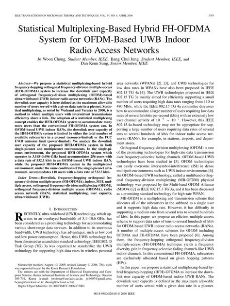 pdf statistical multiplexing based hybrid fh ofdma system for ofdm