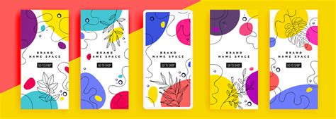 소셜 네트워크 스토리 벡터 일러스트레이션을 위한 트렌디한 편집 가능한 템플릿입니다 소셜 미디어를 위한 디자인 배경 Brand