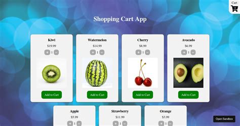 Shopping Cart React Codesandbox