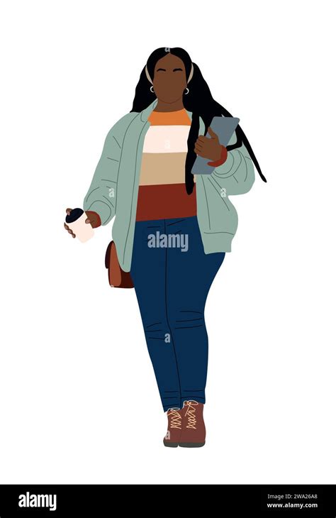 Black Curvy Girl Student Vector Isolated On White Stock Vector Image