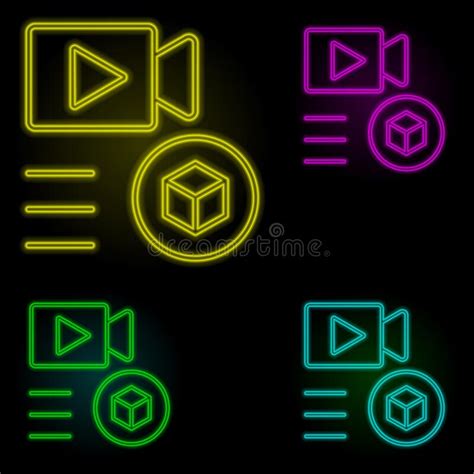 3d Movie Augmented Reality Camera Neon Color Set Icon Simple Thin Line Outline Vector Of