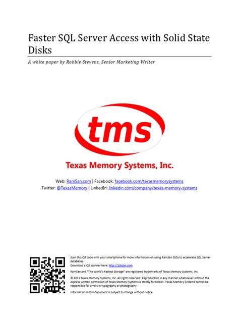 Faster Sql Server Access With Solid State Disks Pdf Databases Solid State Drive
