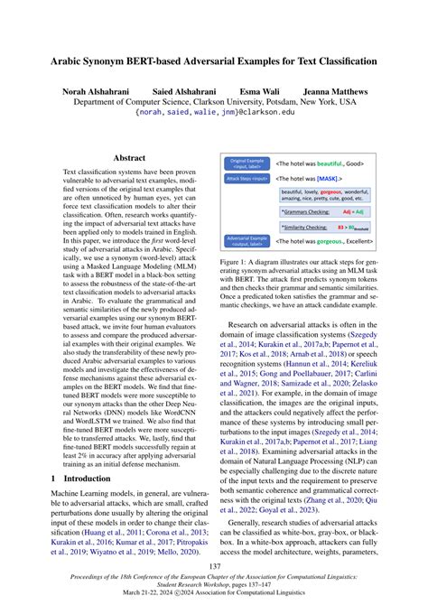 Pdf Arabic Synonym Bert Based Adversarial Examples For Text Classification