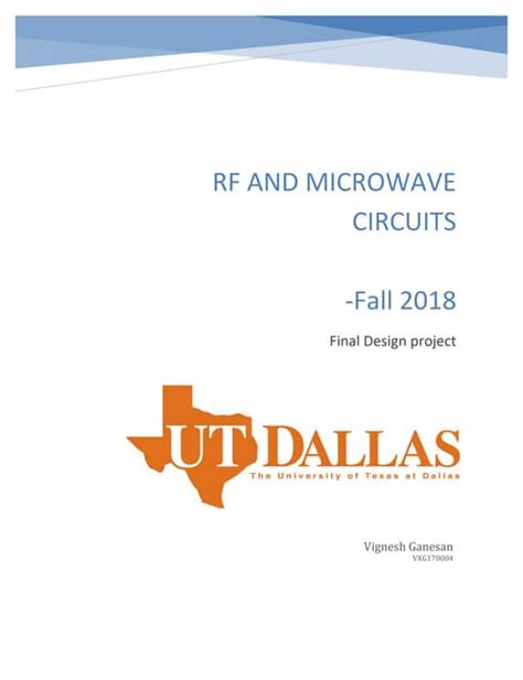 Rf And Microwave Circuits Final Design Project Pdf