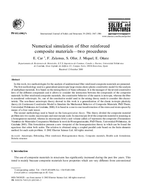 numerical simulation of fiber reinforced composite materials two