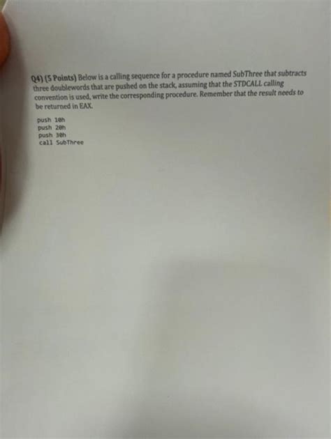 Solved Q4 5 Points Below Is A Calling Sequence For A