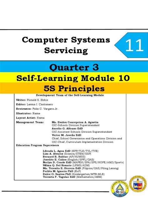 Computer Systems Servicing Self Learning Module 10 5s Principles Pdf