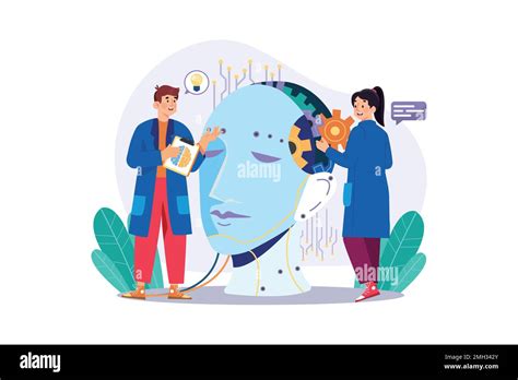 A Vector Of The Two Scientists Working On The Artificial Intelligence