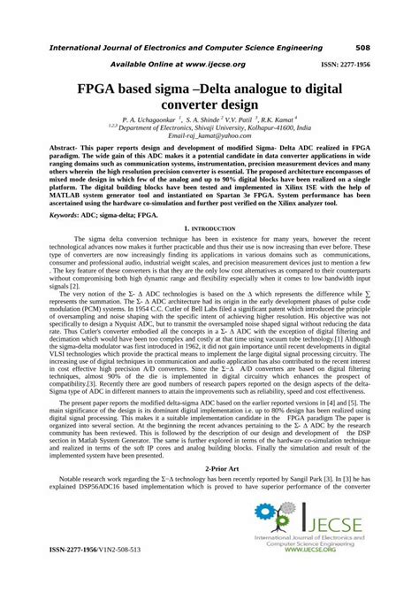 pdf fpga based sigma delta analogue to digital converter design