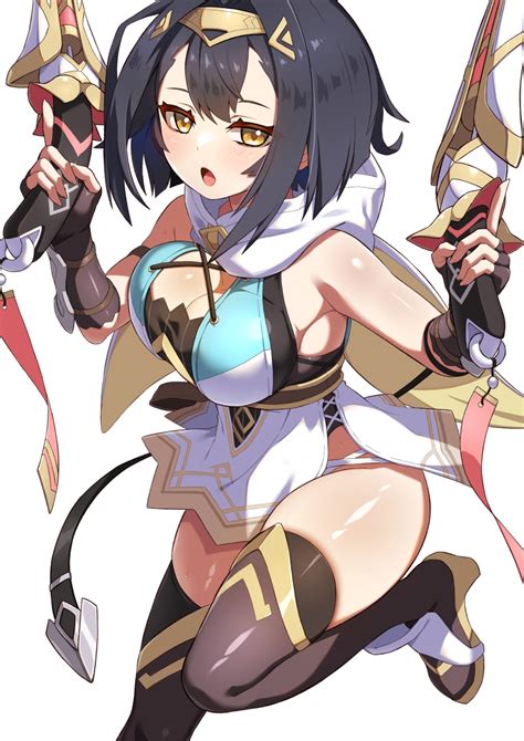 Guriguri Arayotto4351 Amber Stella Sora Stella Sora Highres 1girl Arm Guards Bare