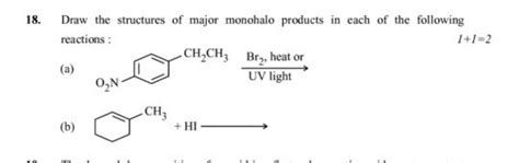 Draw the structures of major monohalo products in each of the following r..
