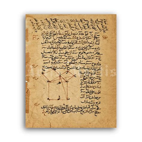 Printable Pythagorean Theorem Ancient Arabian Manuscript Math Poster