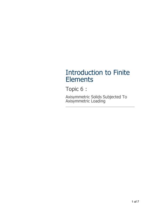 Solution Introduction To Finite Elements Axisymmetric Solids Subjected To Axisymmetric Loading