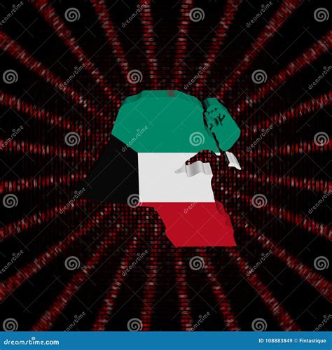 Kuwait Map Flag On Red Hex Code Burst Illustration Stock Illustration