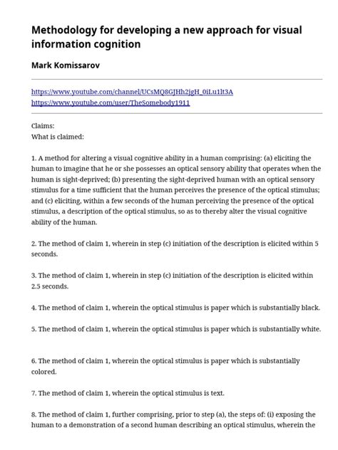 Methodology For Developing A New Approach For Visual Information Cognition Mark Komissarov Z