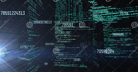 Image Of Data Processing And Numbers Over Dark Background Stock Illustration Illustration Of