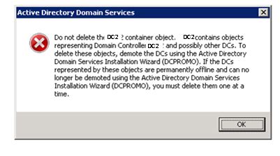 Solved Cannot Remove DC From Sites And Services Experts Exchange