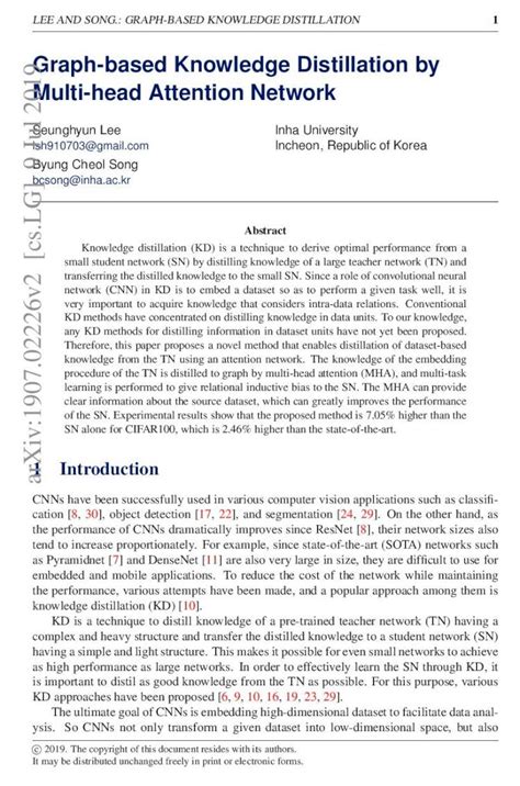 Pdf Graph Based Knowledge Distillation By Multi Head Attention