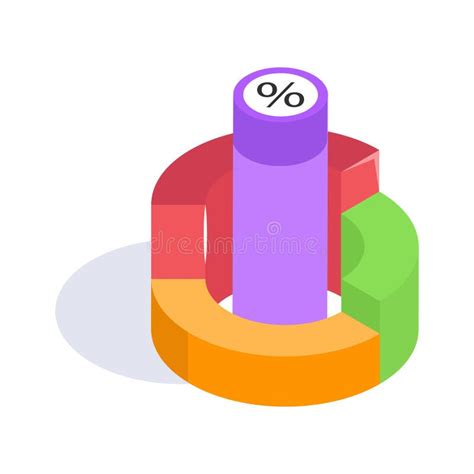 3d Circular Graph With Percentages Representing Data Segments For Analysis Stock Vector