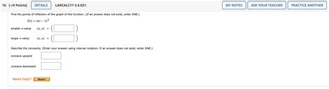 Solved 19 4 Points Smaller X Value Find The Points Of Chegg Com