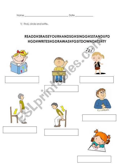 Classroom Commands Esl Worksheet By Ninha2