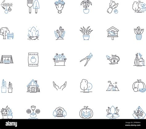 Cultivation Line Icons Collection Agriculture Farming Horticulture Gardening Composting