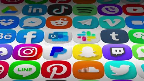 Social Media Logos Icon Animation Seamless Loop Stock Footage Video Of Marketing Design