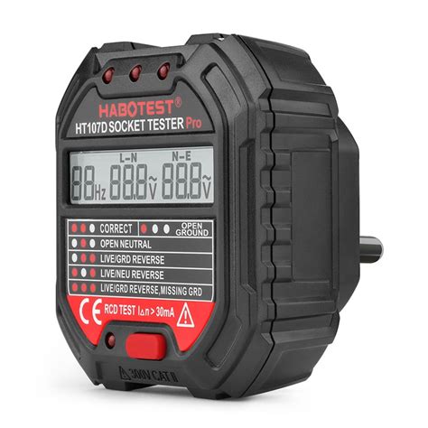 Habotesa Ht107d Multifunctional Digital Display Socket Tester Uk Plug