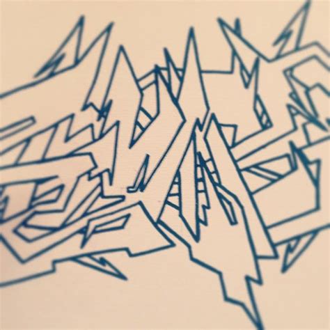 Graffiti Art Outline With Blue Marker Pens And Ink Arrows