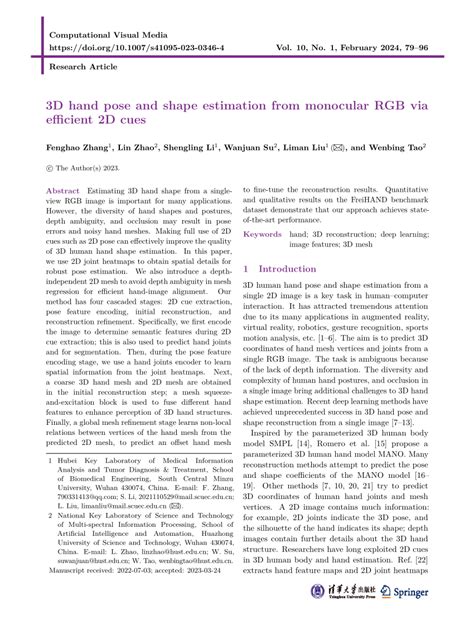 Pdf 3d Hand Pose And Shape Estimation From Monocular Rgb Via Efficient 2d Cues