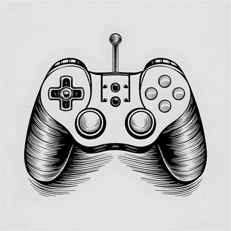 premium vector joystick engraved style ink sketch drawing black and white vector illustration