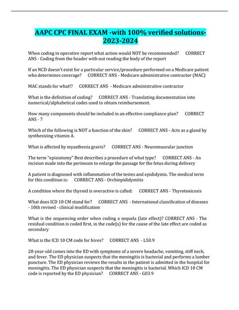 Solution Aapc Cpc Final Exam With 100 Verified Solutions 2023 2024