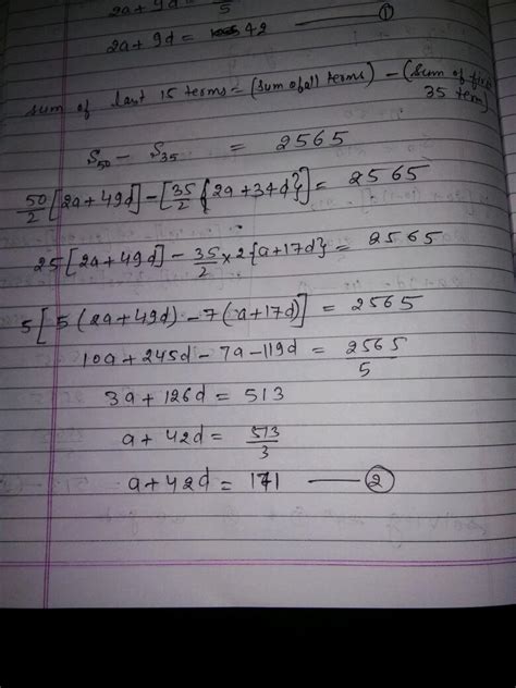 An Arithmetic Progression Of 50 Terms The Sum Of First Ten Terms Is