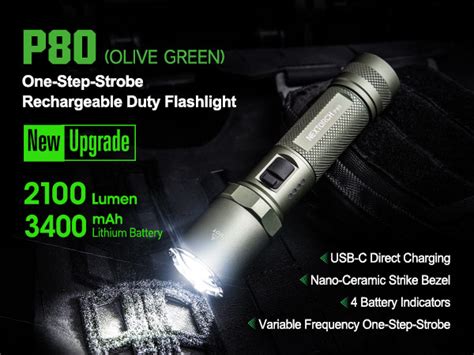 ไฟส่องสว่าง Nextorch P80 One Step Strobe Duty Flashlight 2100 Lm สี