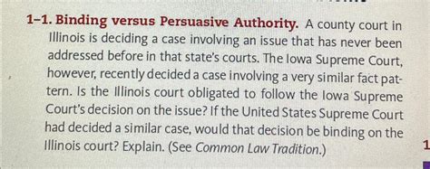 Solved 1 1 ﻿binding Versus Persuasive Authority A County