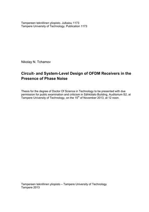 Pdf Circuit And System Level Design Of Ofdm Receivers In The Presence Of Phase Noise