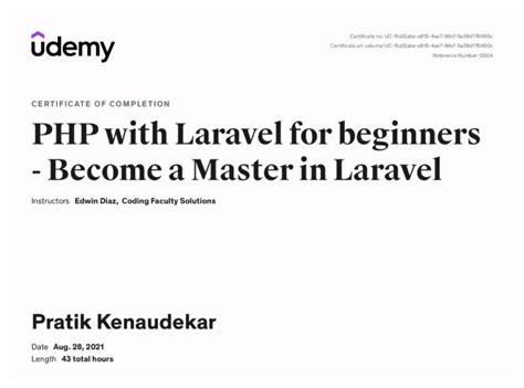 pratik kenaudekar on linkedin completion of php with laravel for