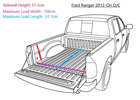Ford Ranger 2012 On Double Cab Load Bed Dimensions 4×4 Pickup