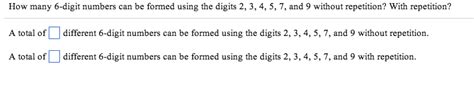 Solved How Many Digit Numbers Can Be Formed Using The Chegg