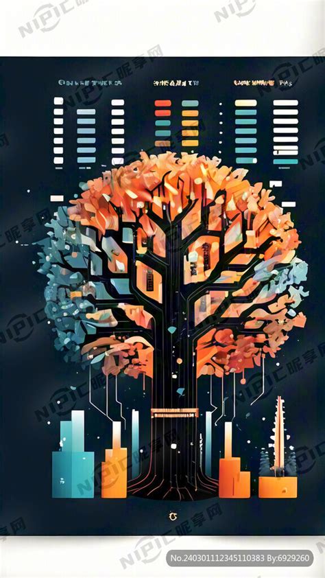 Ai创作图大数据树 结构清晰 插画风 昵图网