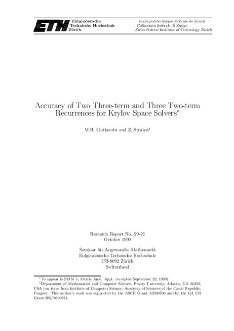 Pdf Accuracy Of Two Three Term And Three Two Term Recurrences For