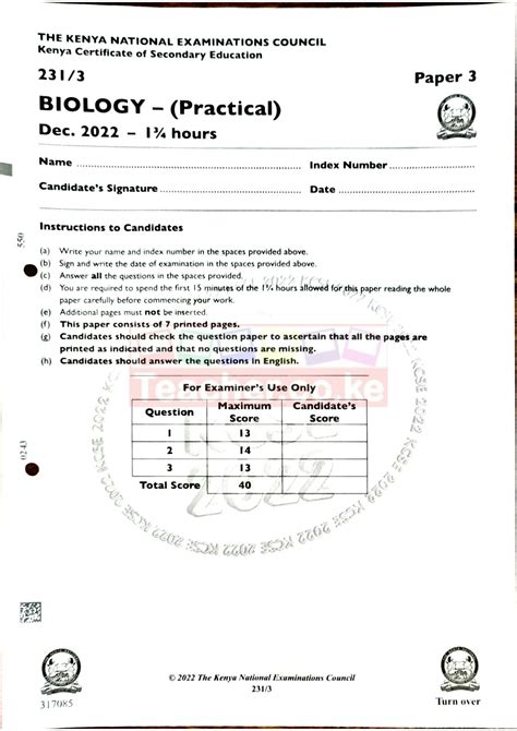 SOLUTION 2022 Kcse Biology Paper 3 Teacher Co Ke Studypool
